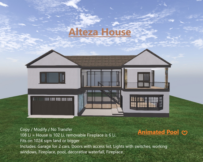 Second Life Marketplace - Alteza House - with animated pool